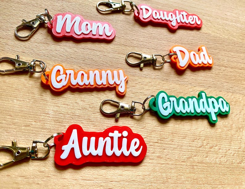 Mom | Dad | Daughter | Aunt | Grandma | Grandpa | 3D Printed Keychains ...