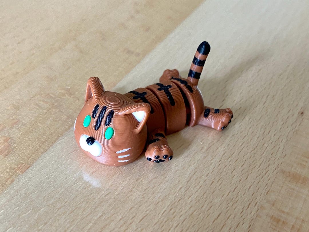 Cat Flexi Articulated Animal - Cute Kitten Flexi Tiny 3D Printed Fidget ...