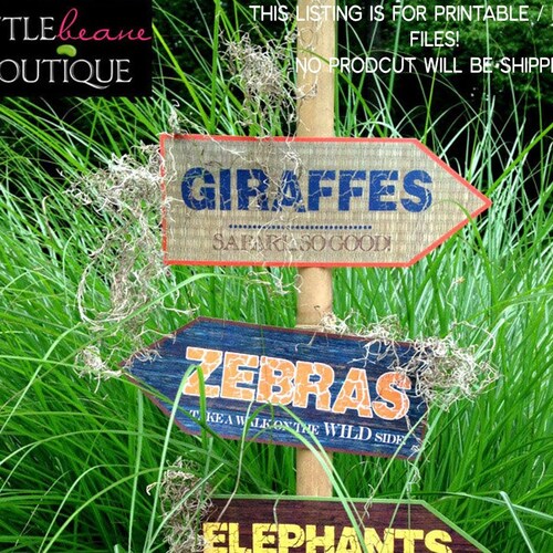 Printable Safari Jungle Signs DIY African Safari Party - Etsy