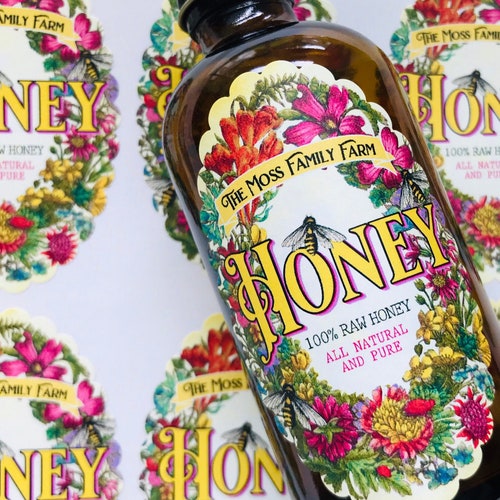 Custom Honey Labels Honey Stickers Raw Honey Labels Floral - Etsy