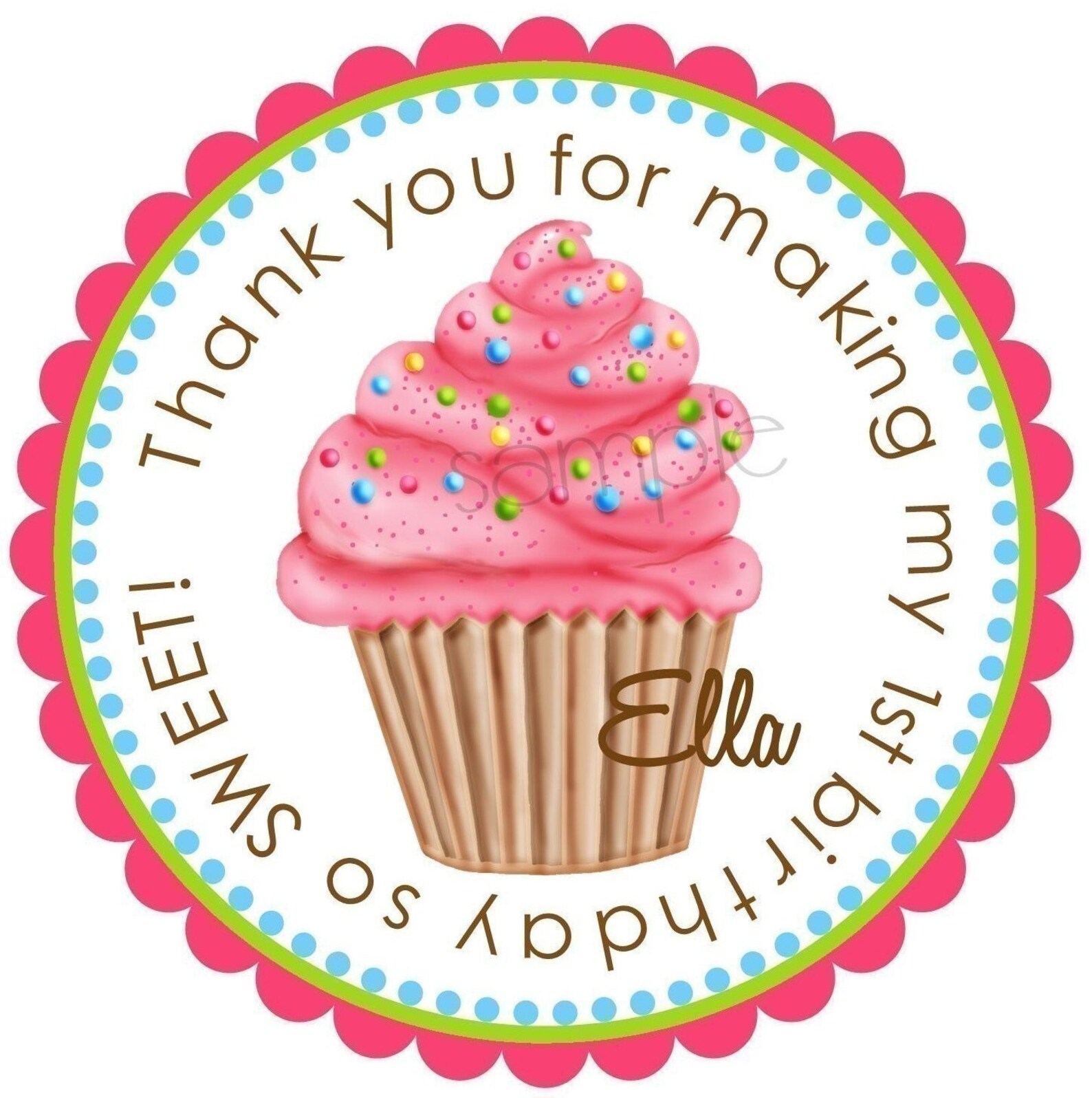 Cupcake Stickers, Wonderland Cupcake, Personalized Stickers, Labels ...