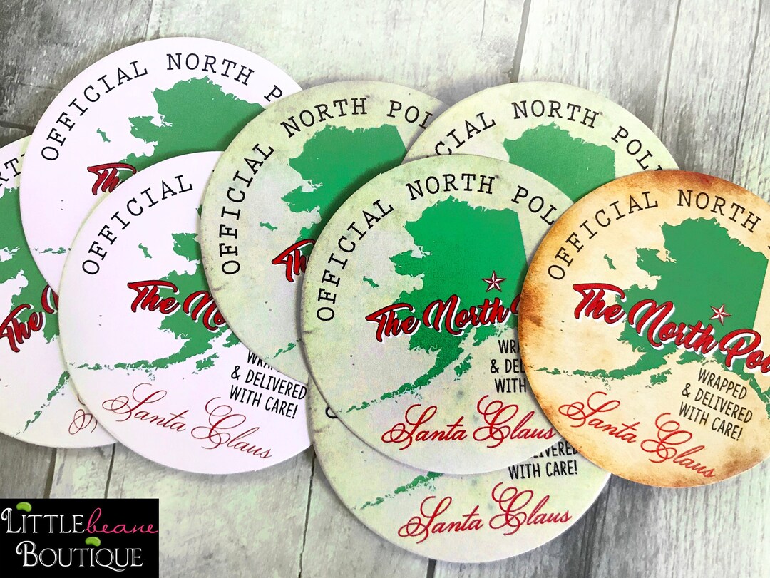Christmas Gift Stickers, Map of the North Pole Labels, Christmas ...