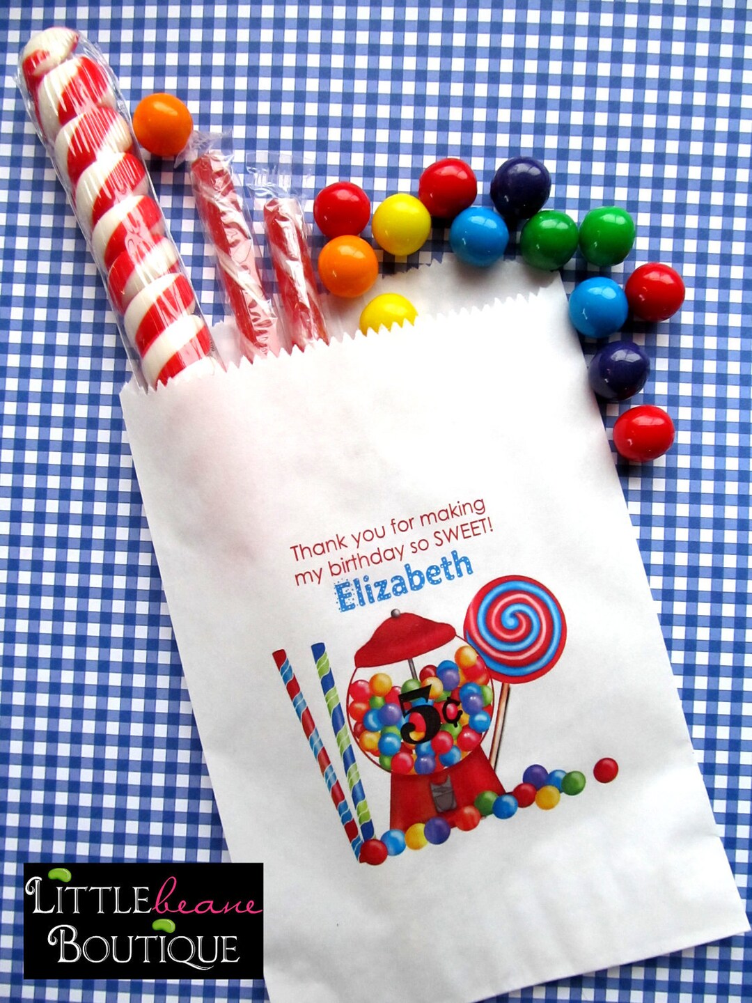 Candy Party Treat Bags, Retro Gumball Machine Candy Bags, Printed Candy ...