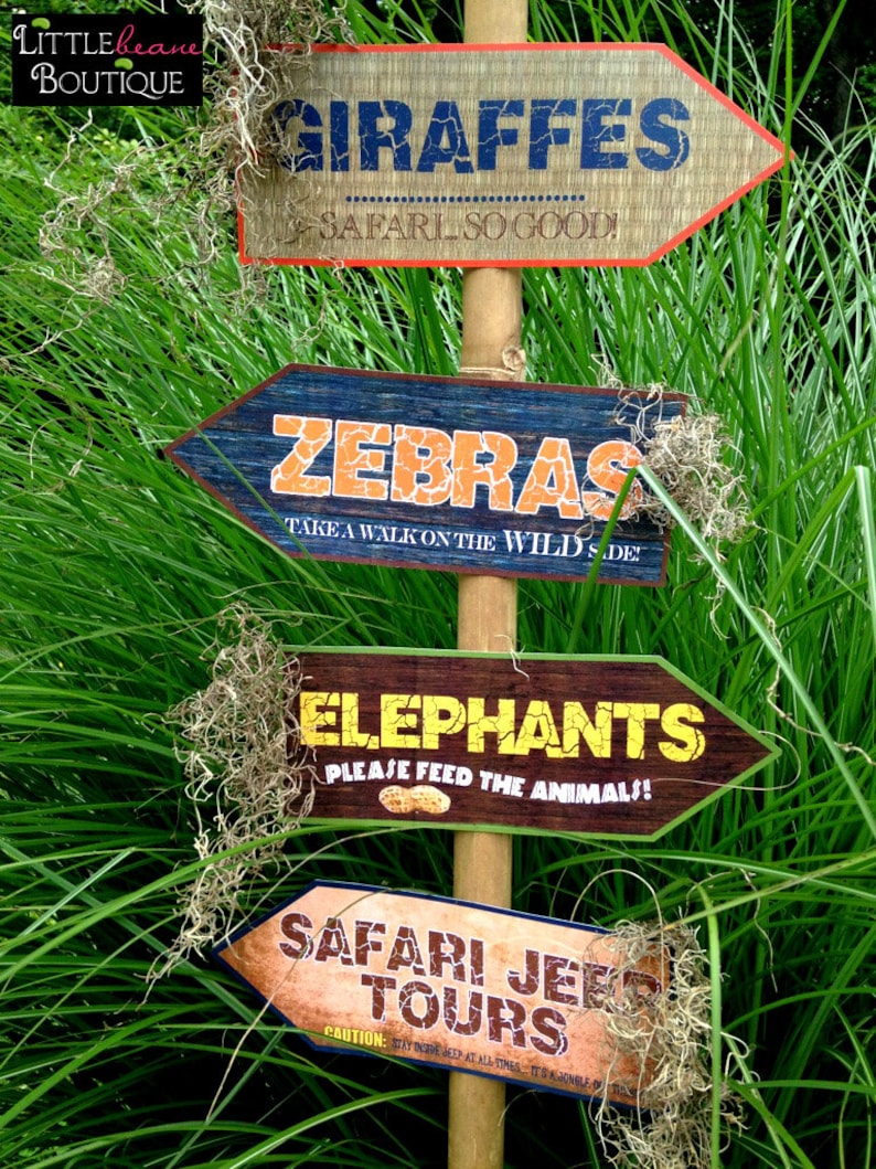 Printable Safari Jungle Signs DIY African Safari party | Etsy