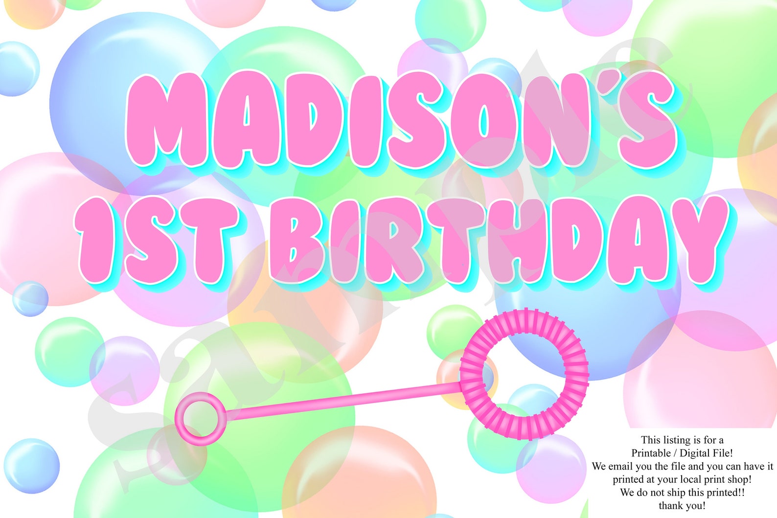 Printable Bubbles Poster, DIY, 24 X 36 Size Backdrop Sign, Bubble Party ...