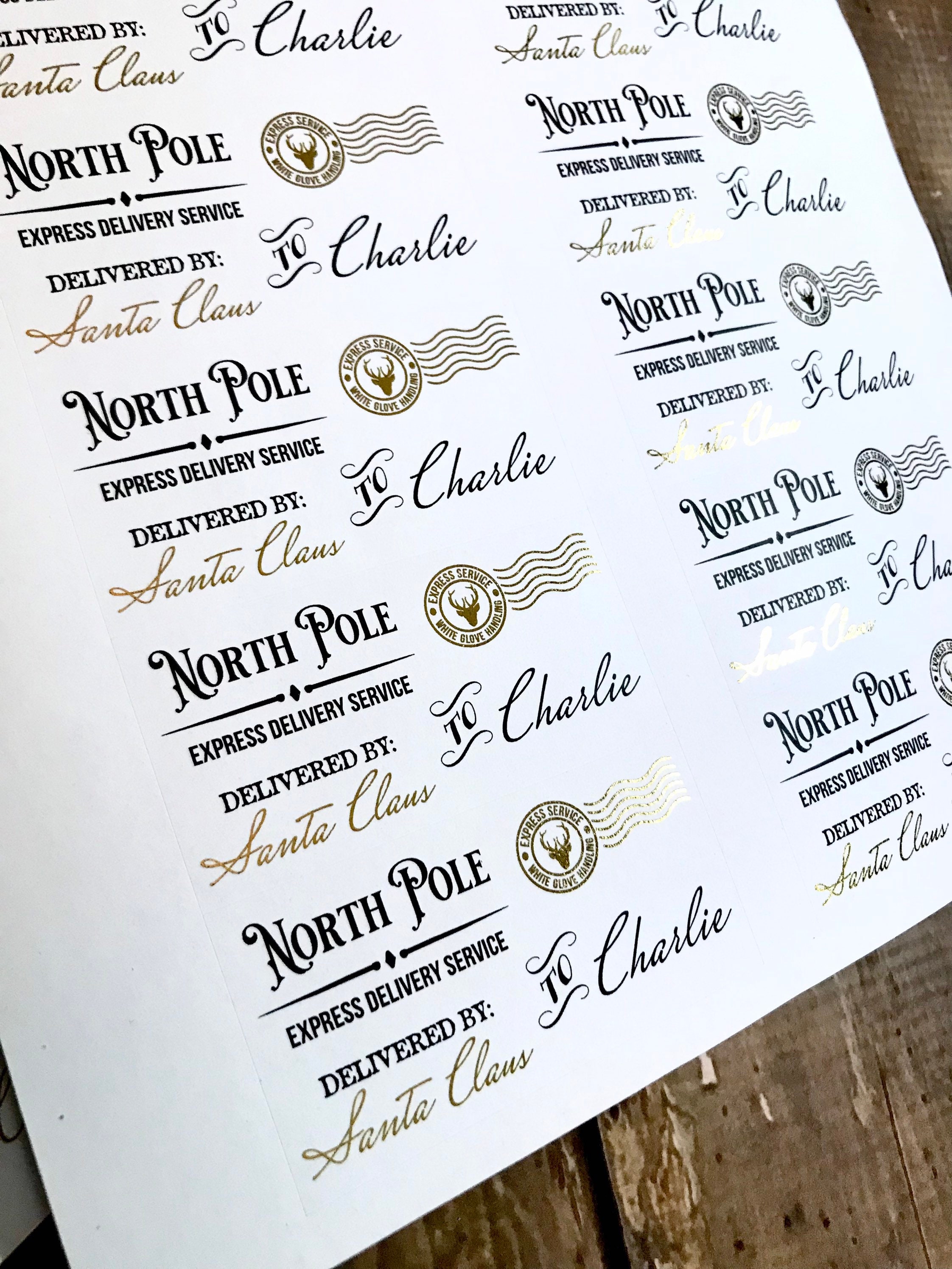 Christmas Express Delivery Sticker, GOLD Foil Christmas Special ...