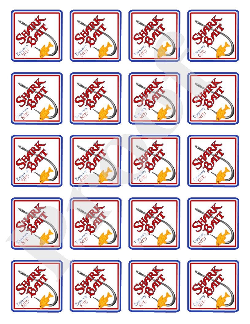 Shark Party Stickers, Shark Stickers, Shark Bait Labels, Shark Birthday ...