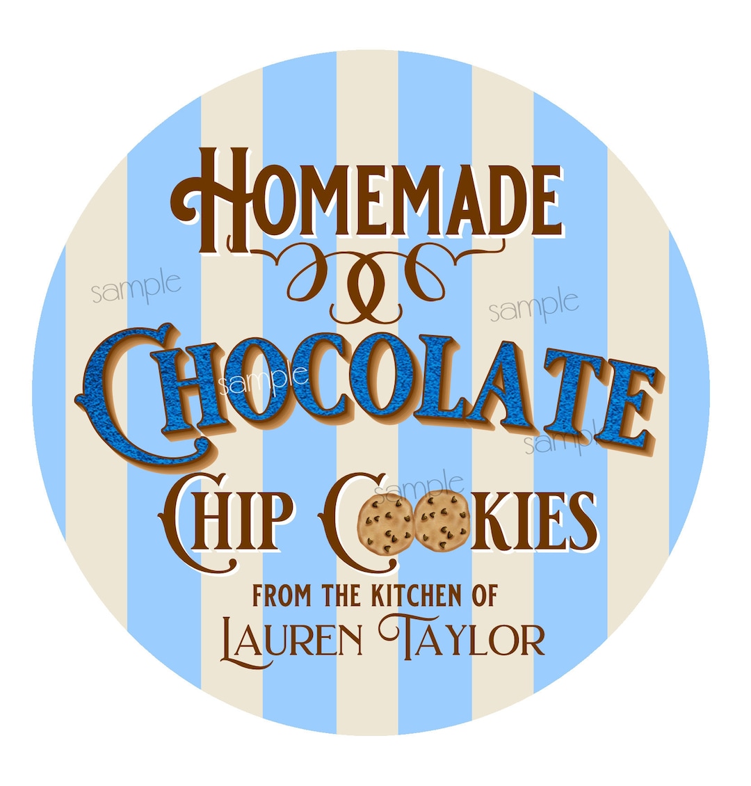 Personalized Chocolate Chip Cookie Labels, Chocolate Chip Cookie ...