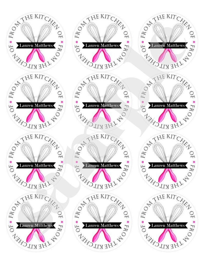 Personalized Baking Sticker, Kitchen Labels, Baker Gift Labels, WHISK ...