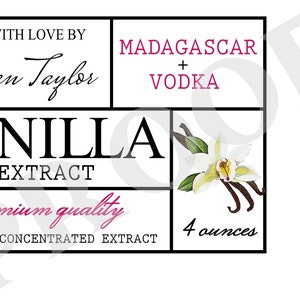 Vanilla Extract Label, Apothecary Style Label, Personalized Vanilla ...