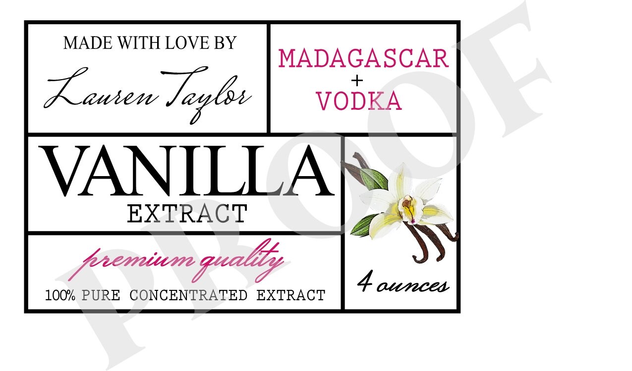 Vanilla Extract Label, Apothecary Style Label, Personalized Vanilla ...