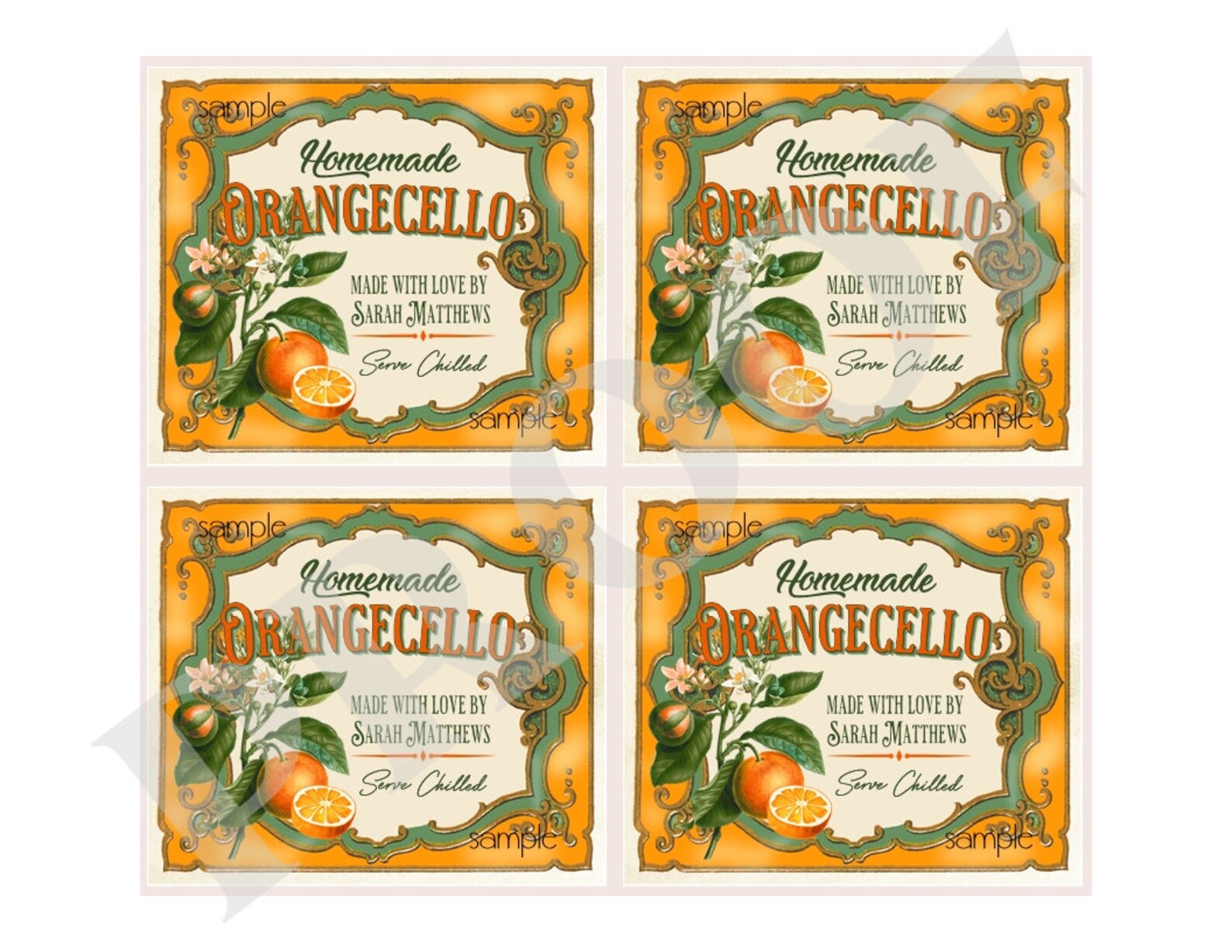 Custom Limoncello Labels Large Homemade Limoncello Labels - Etsy