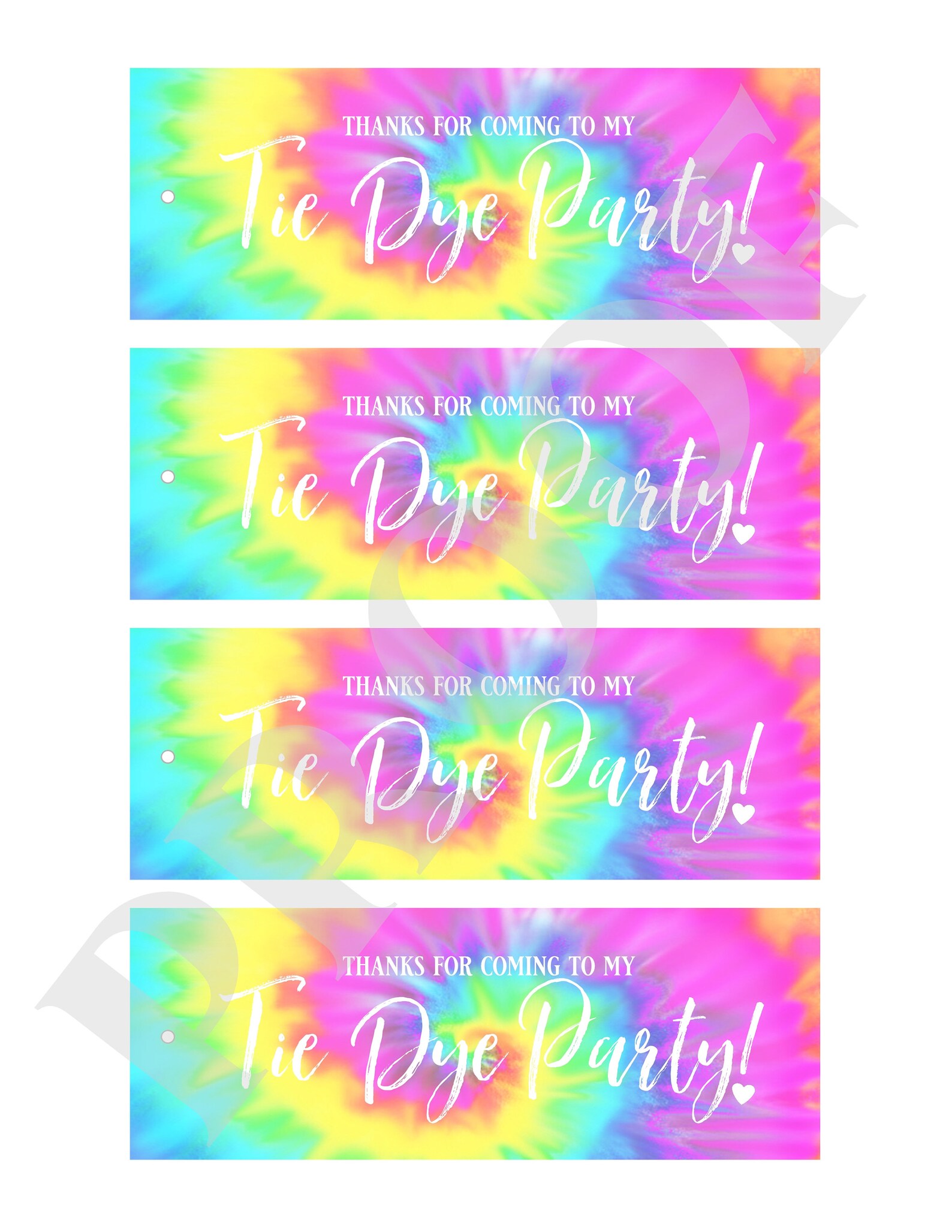Tie Dye Birthday Party Tags LARGE Pastel Tie Dye Tags OR - Etsy