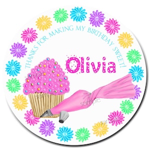 Cupcake Birthday Stickers, Cupcake Stickers, Cupcake Decorating Party ...