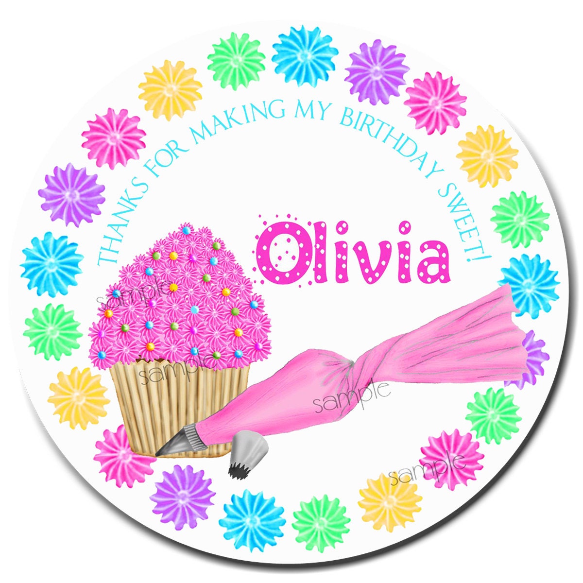 Cupcake Birthday Stickers Cupcake Stickers Cupcake - Etsy