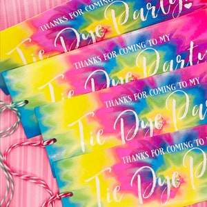 Tie Dye Birthday Party Tags, LARGE Pastel Tie Dye Tags OR Stickers, Tie ...