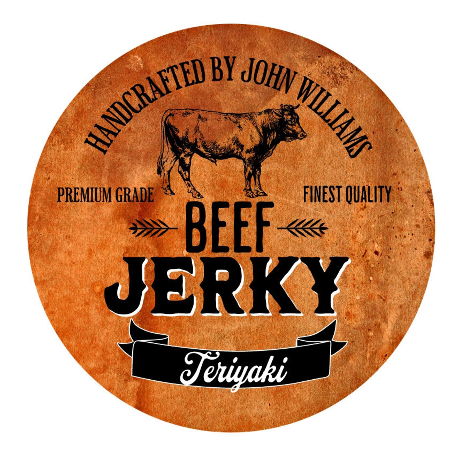 Homemade Beef Jerky Labels, Handcrafted Jerky Labels, Personalized ...