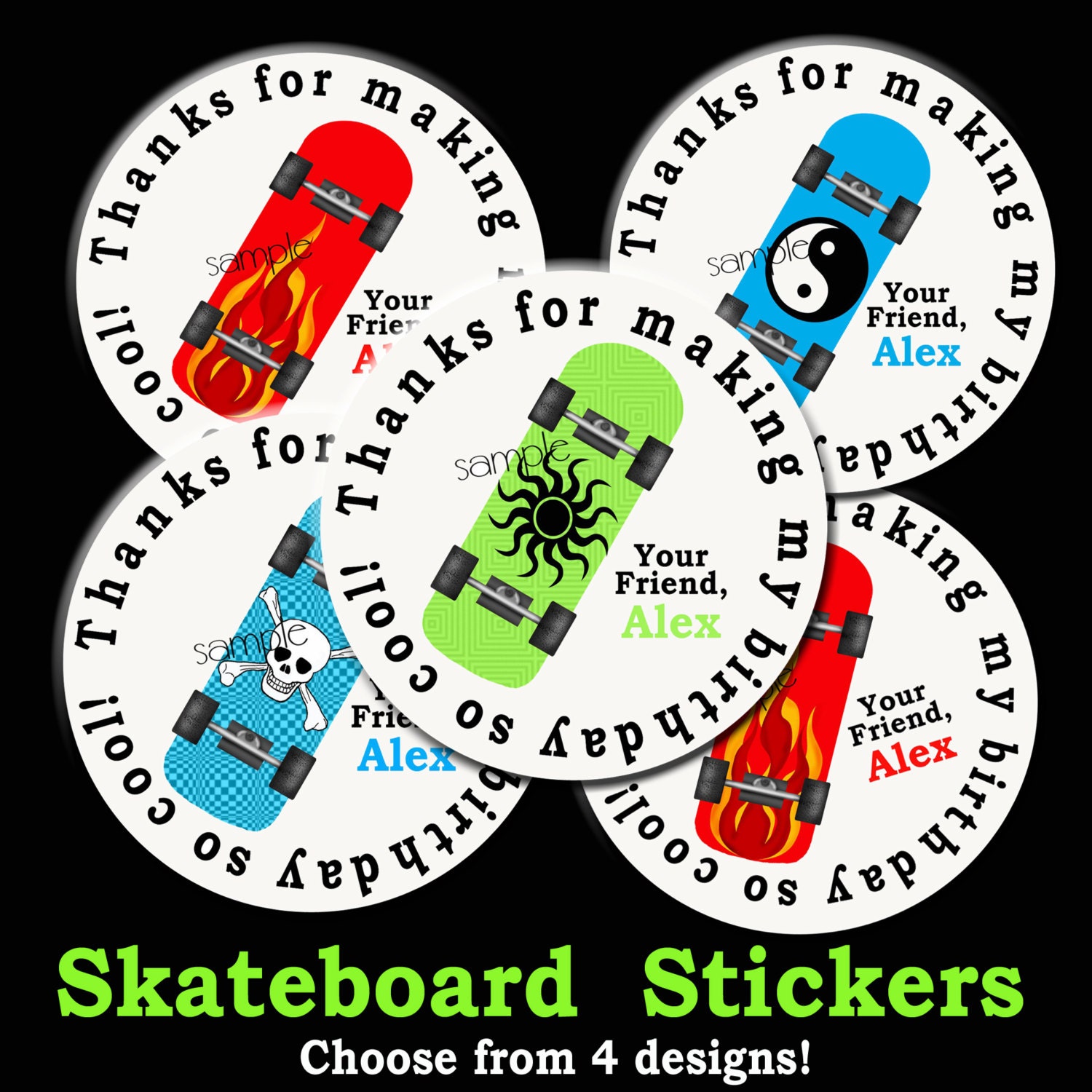 Skateboard Stickers Boys Stickers Gift Stickers Favor | Etsy