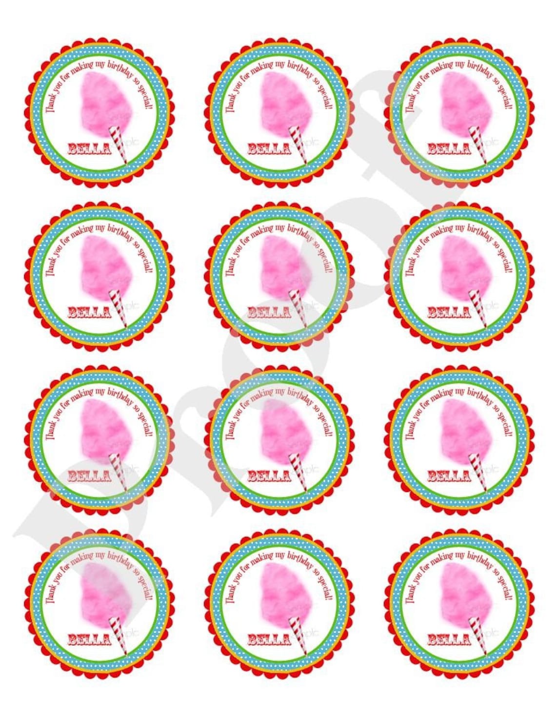 Cotton Candy Stickers Circus Stickers Circus Party - Etsy