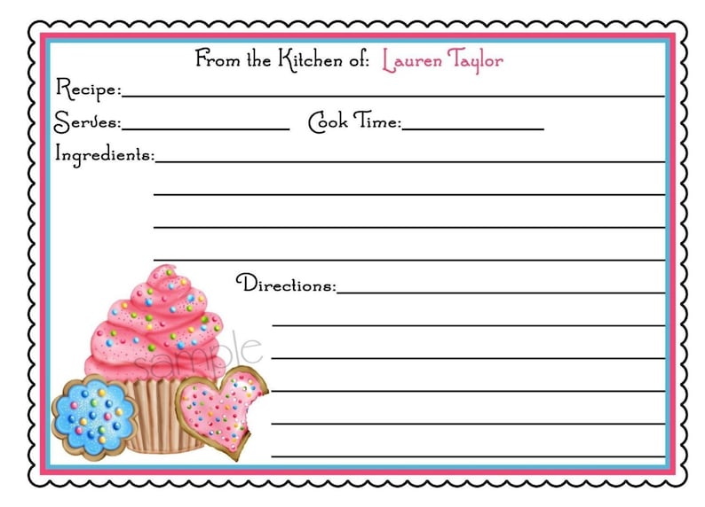 Cupcake Recipe Cards, Cupcake and Cookies, Kitchen, Baking, Cooking ...
