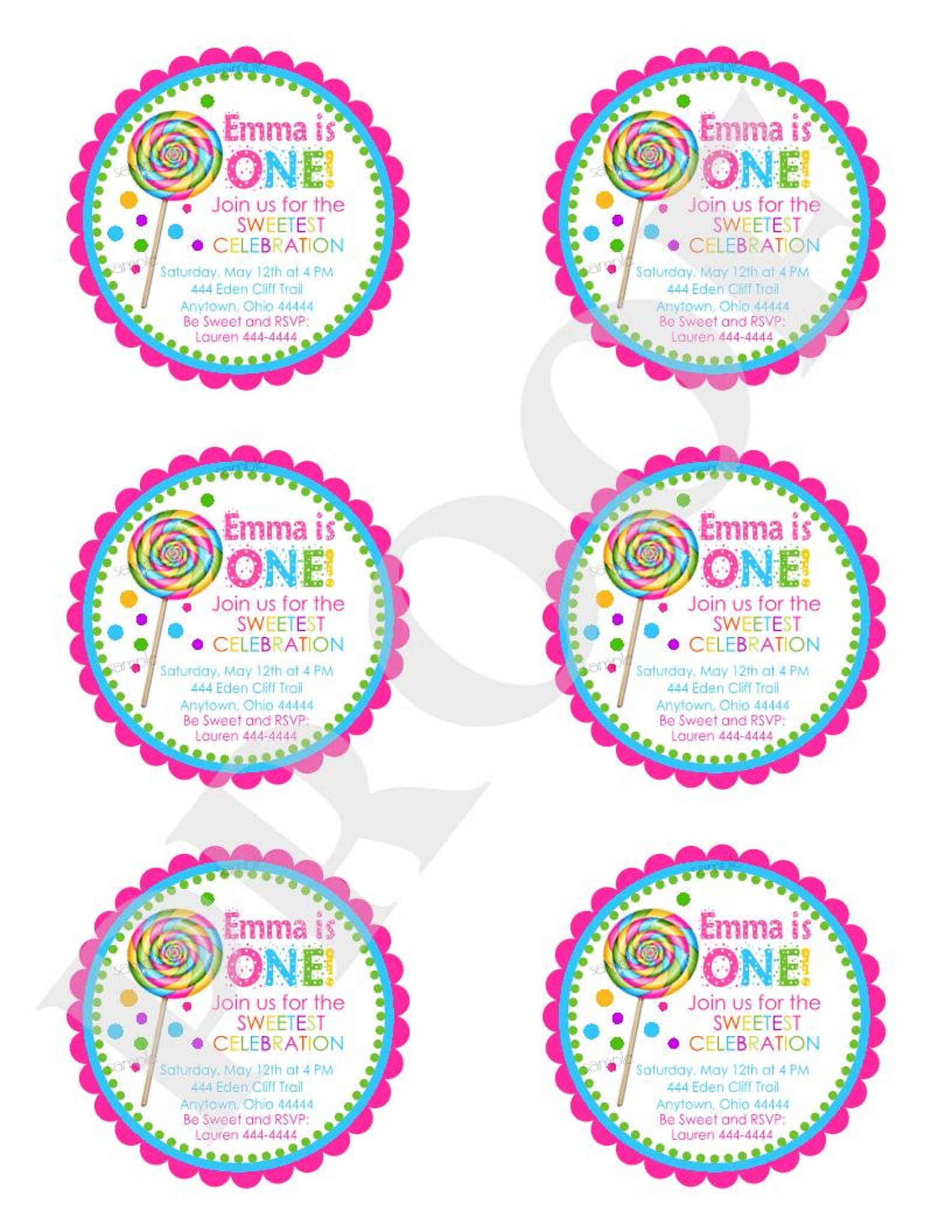 Large Lollipop Stickers Sweet Shop Lollipop With Polkadots - Etsy