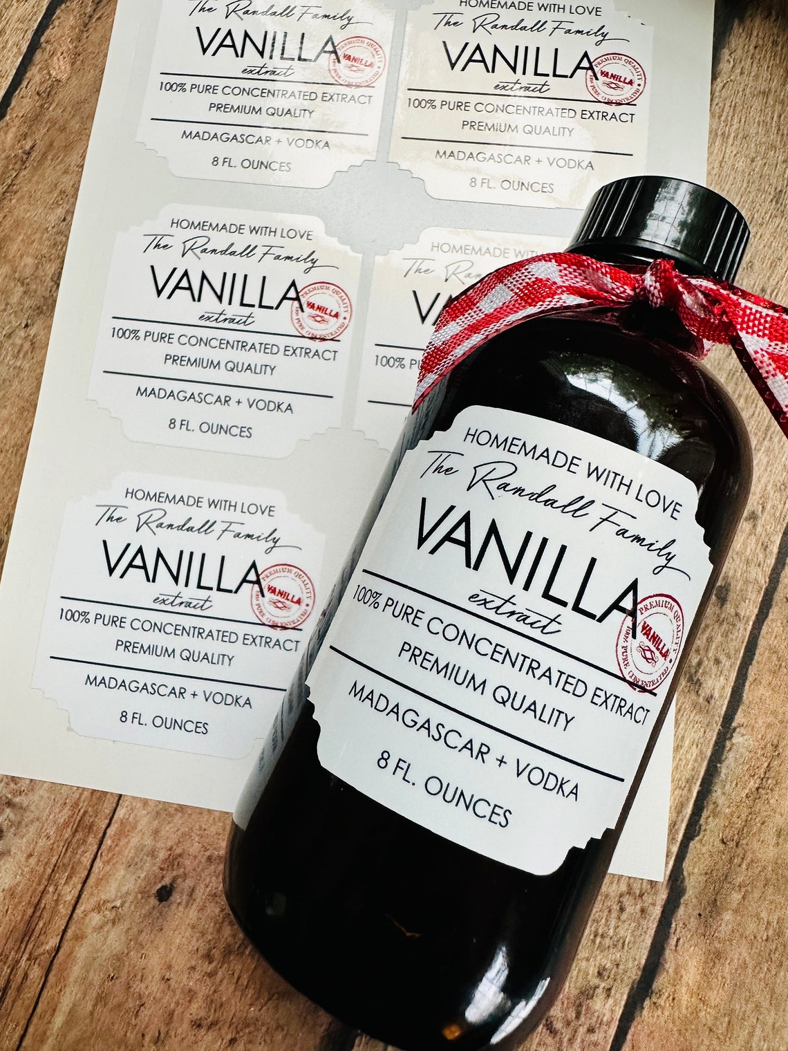 Waterproof Vanilla Extract Labels, Personalized Vanilla Extract ...
