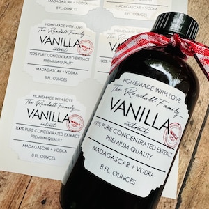 Waterproof Vanilla Extract Labels, Personalized Vanilla Extract ...
