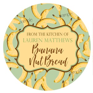 Banana Nut Bread Labels, Banana Stickers, Baking Labels, Personalized ...