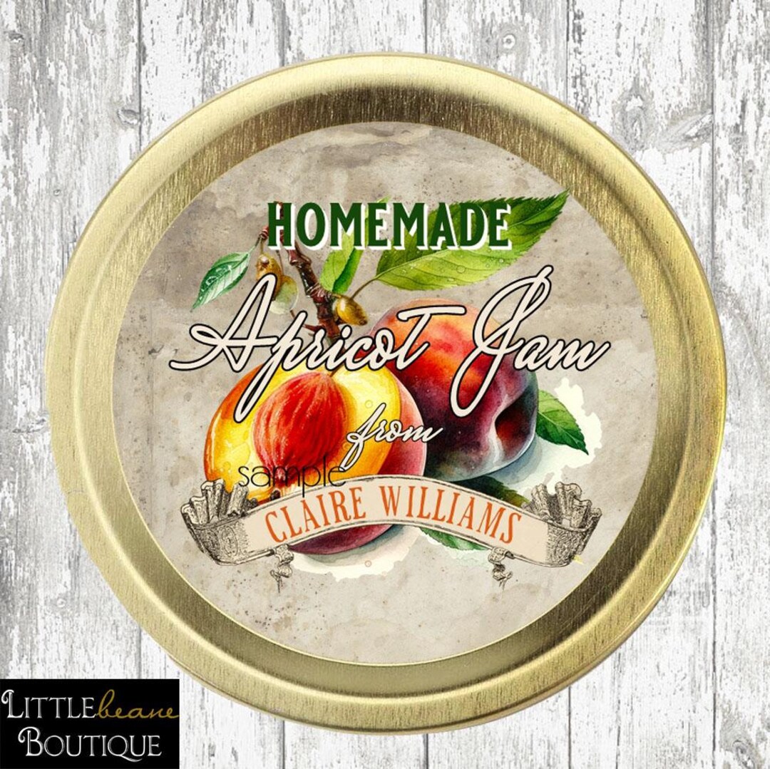Apricot Jam Canning Labels, 2 Inch Fruit Canning Labels, Jelly Jar ...