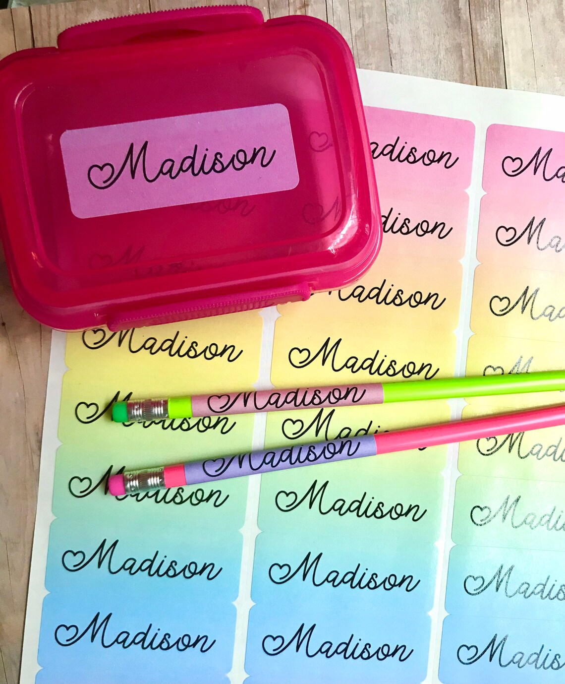School Supplies Labels Back to School Labels Rainbow Name - Etsy
