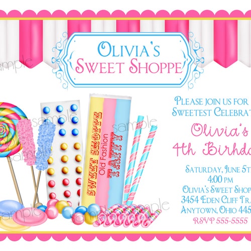 Sweet Shop Birthday Party Invitation Digital or Printed | Etsy