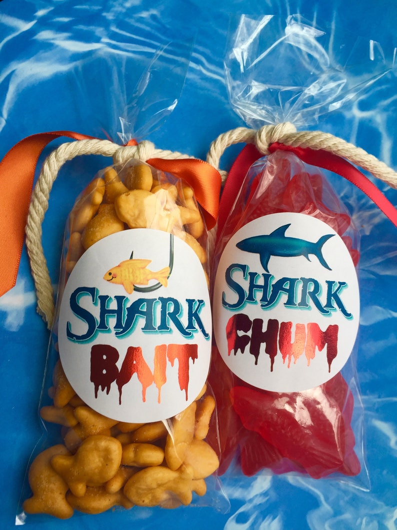 Shark Bait Stickers, Shark Chum Favors,shark Party,shark Stickers,shark ...