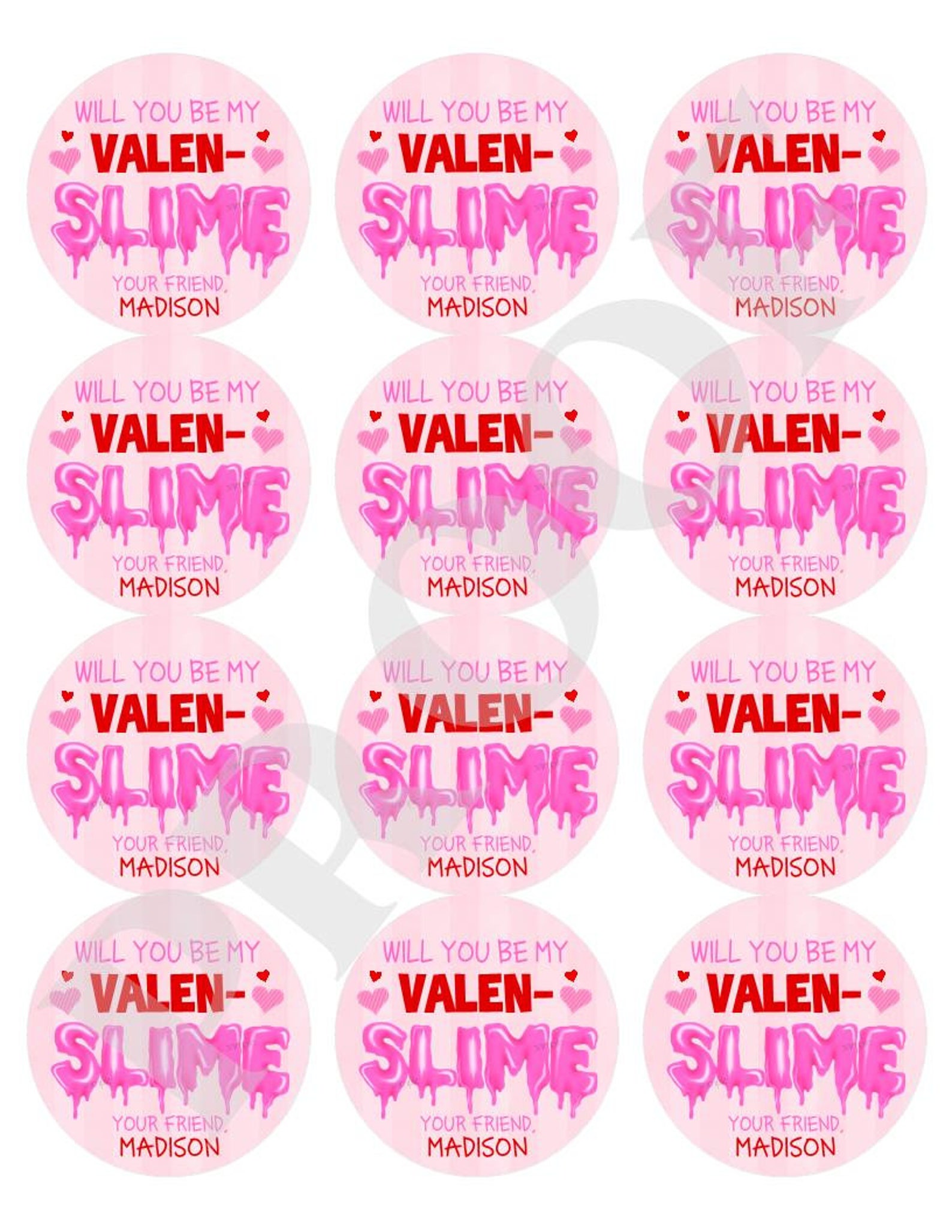 Slime Valentines Day Stickers, Valentine Slime Stickers, Valen-slime ...