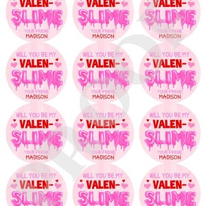 Slime Valentines Day Stickers, Valentine Slime Stickers, Valen-slime ...
