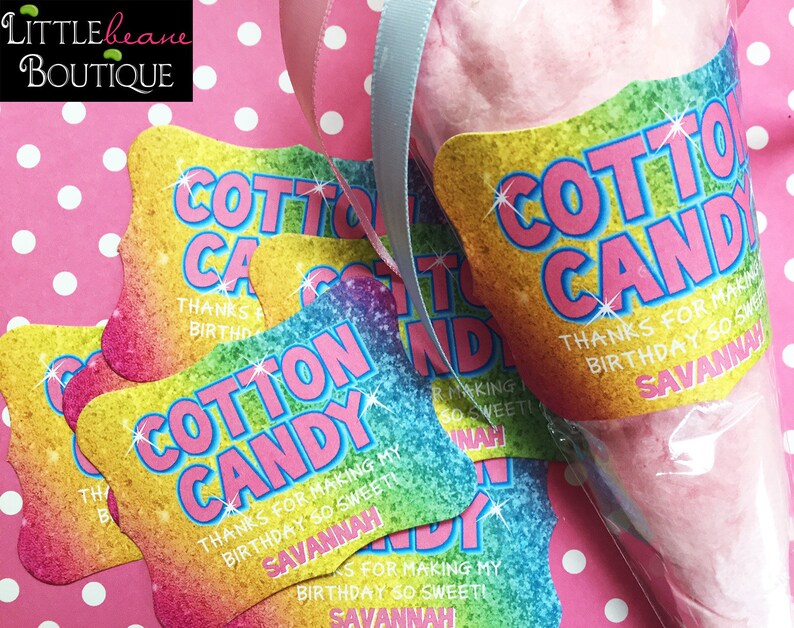 Rainbow Cotton Candy Stickers Labels for Cotton Candy Favors - Etsy