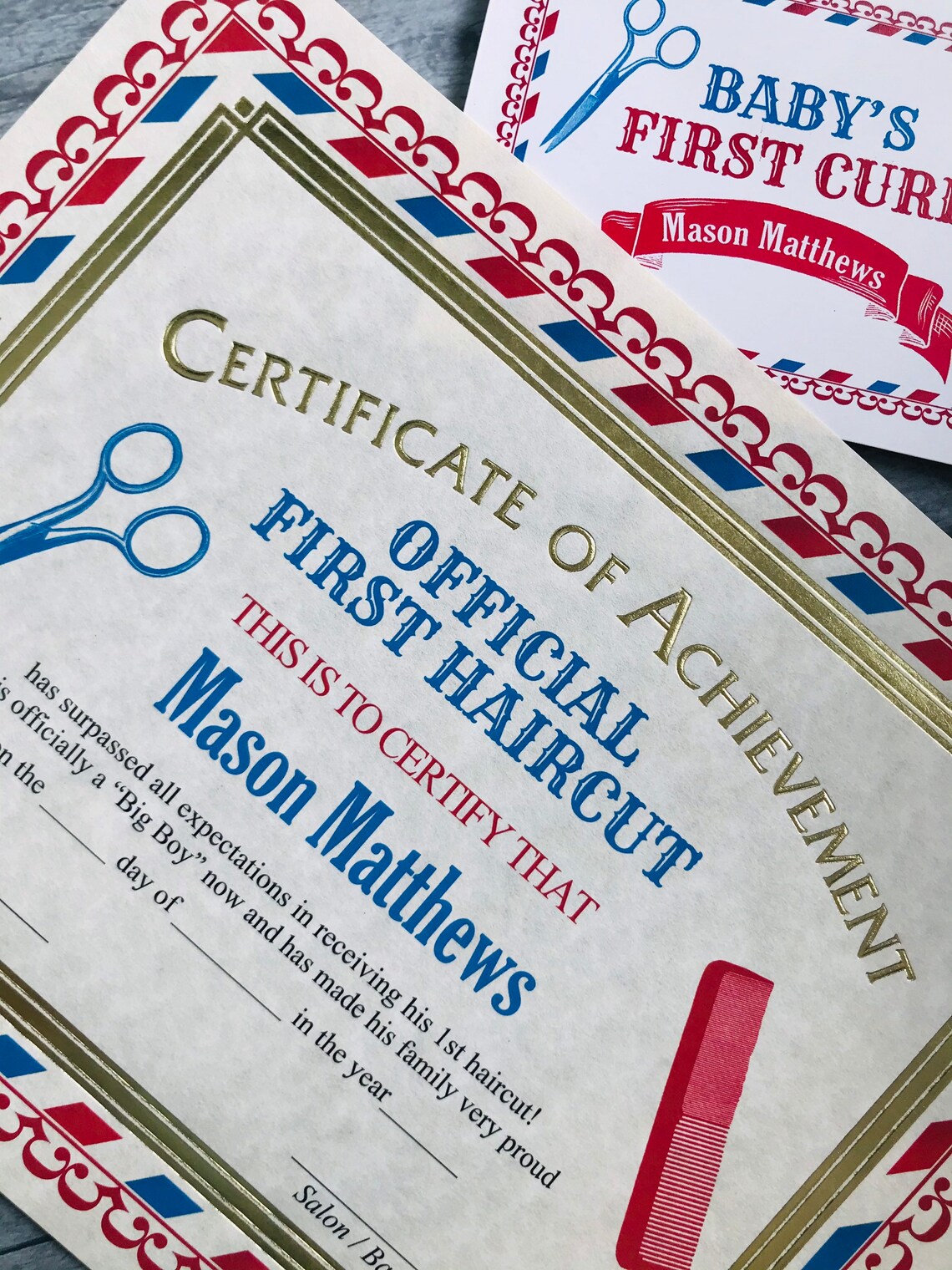 Personalized Baby's First Haircut Certificate and | Etsy