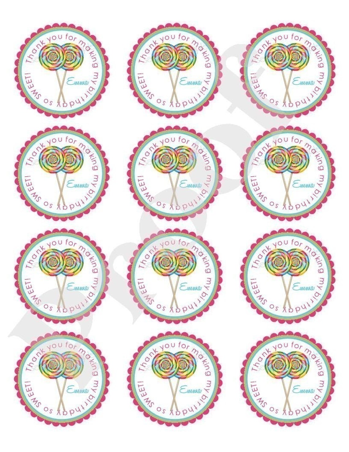 Lollipop Stickers, Sweet Shop Lollipop, Candy Favor Labels, Candy ...