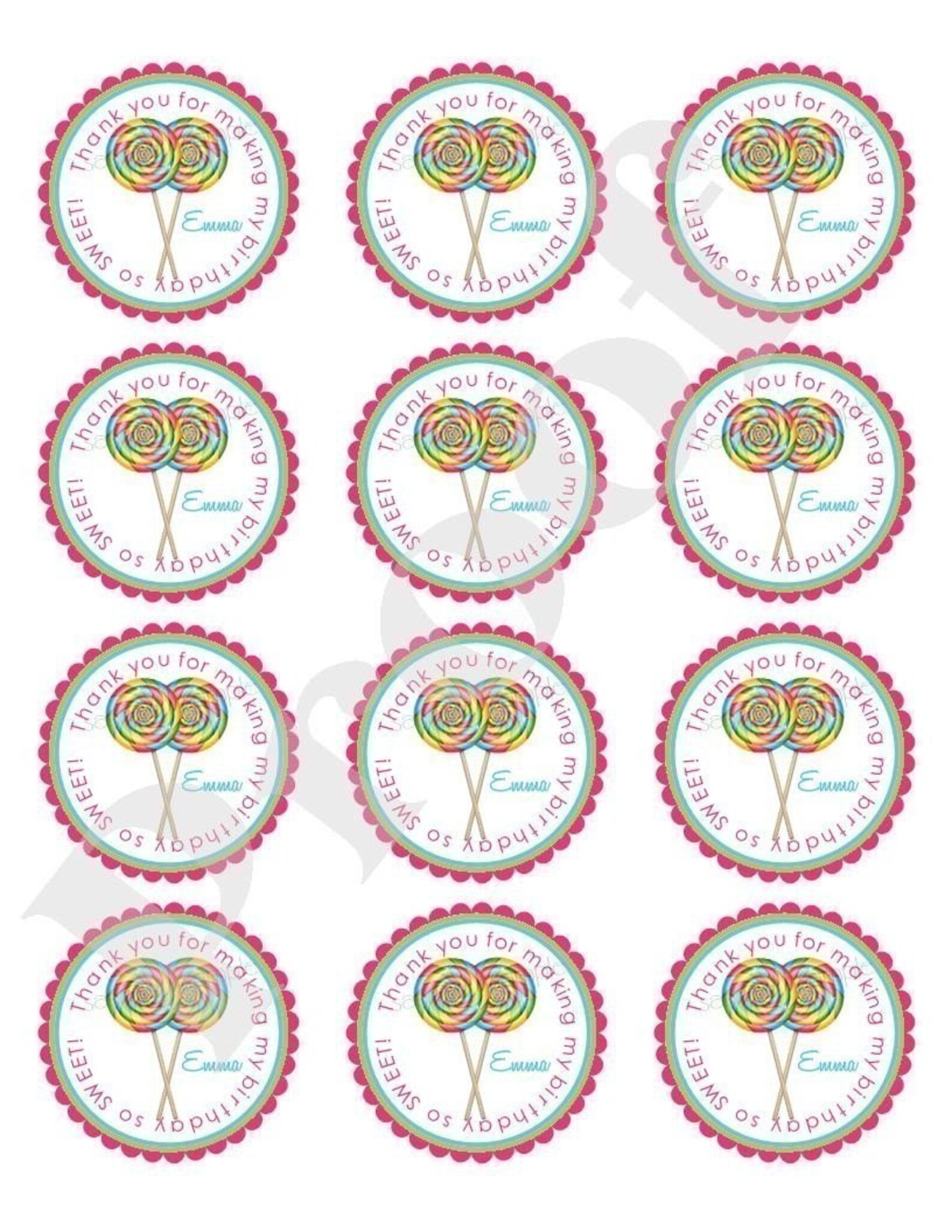 Lollipop Stickers Sweet Shop Lollipop Labels Seals Favor - Etsy