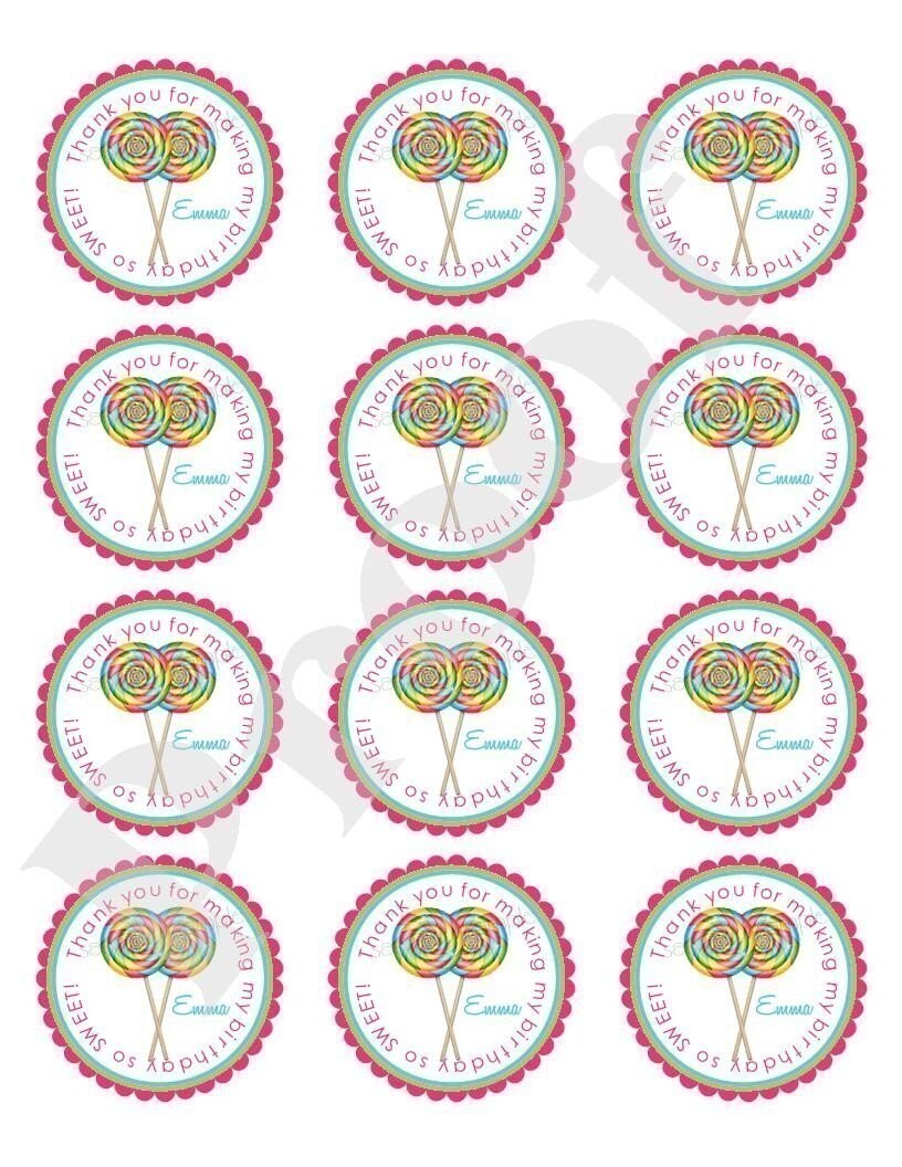 Lollipop Stickers, Sweet Shop Lollipop, Candy Favor Labels, Candy ...