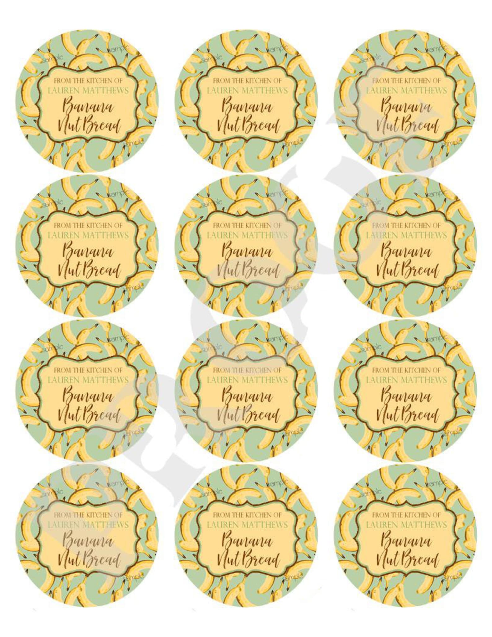 Banana Nut Bread Labels, Banana Stickers, Baking Labels, Personalized ...
