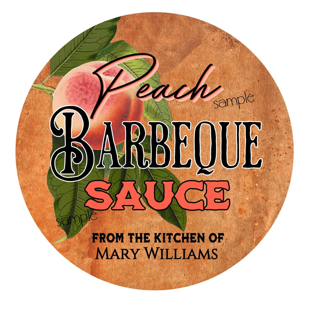 Homemade Barbeque Sauce Labels - BBQ Sauce Stickers - Homemade Peach ...