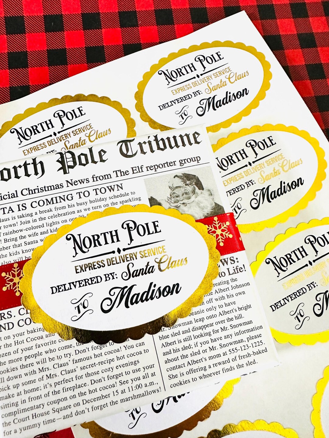 GOLD Santa Gift Labels, Christmas Delivery, Santa Special Delivery ...