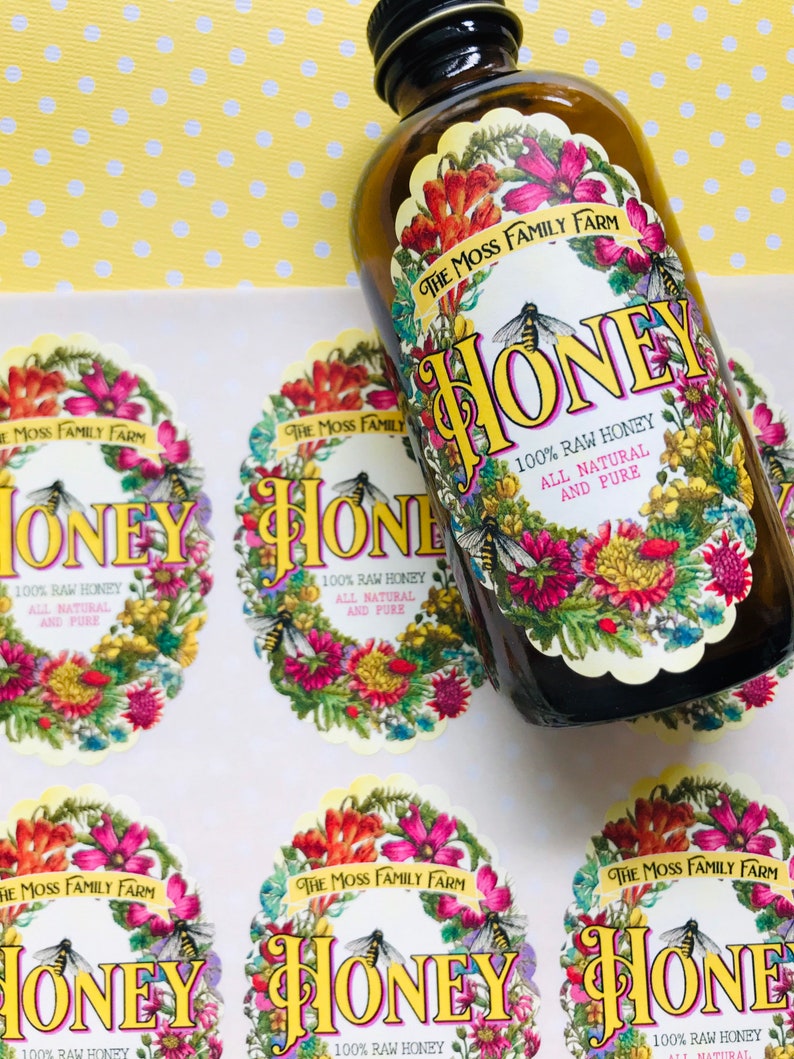 Custom Honey Labels Honey Stickers Raw Honey Bottle Labels - Etsy