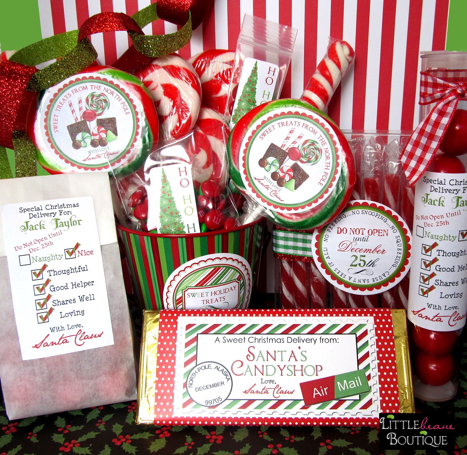 Christmas Stickers Christmas Sweets Stripe Sweet Stripes | Etsy