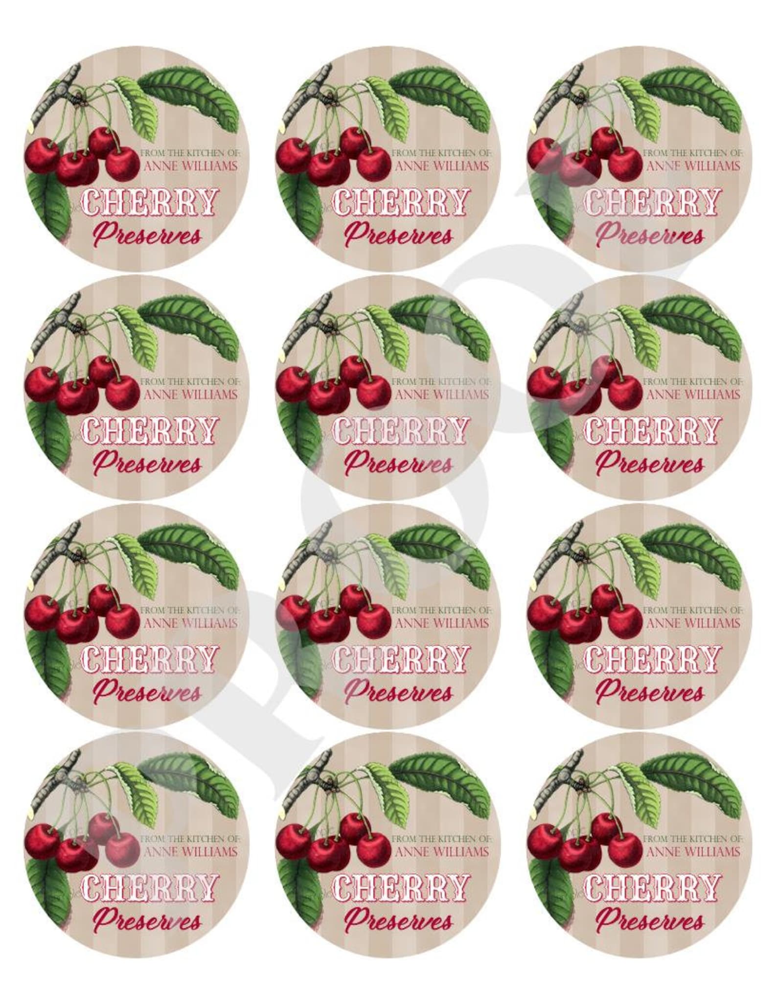 Cherry Canning Jar Labels Canning Labels Jelly Jam Cherry - Etsy