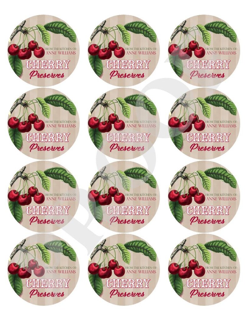 Cherry Canning Jar Labels Canning Labels Jelly Jam Cherry - Etsy