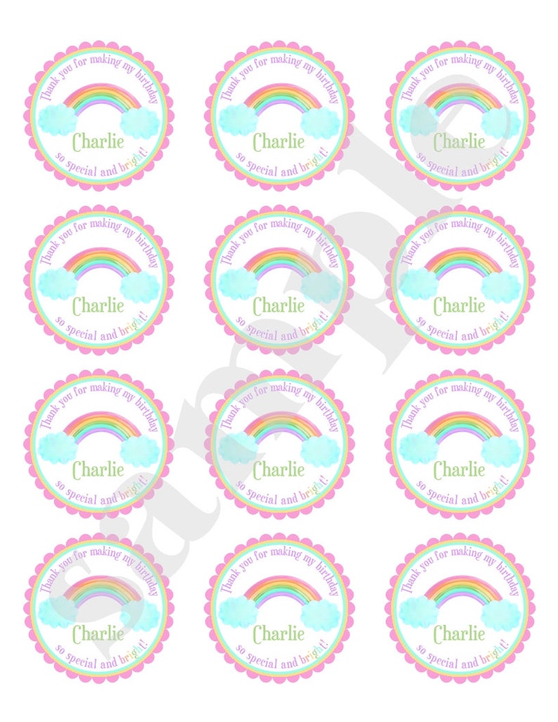 Personalized Rainbow Birthday Stickers, Girls Pastel Party Favors - Etsy