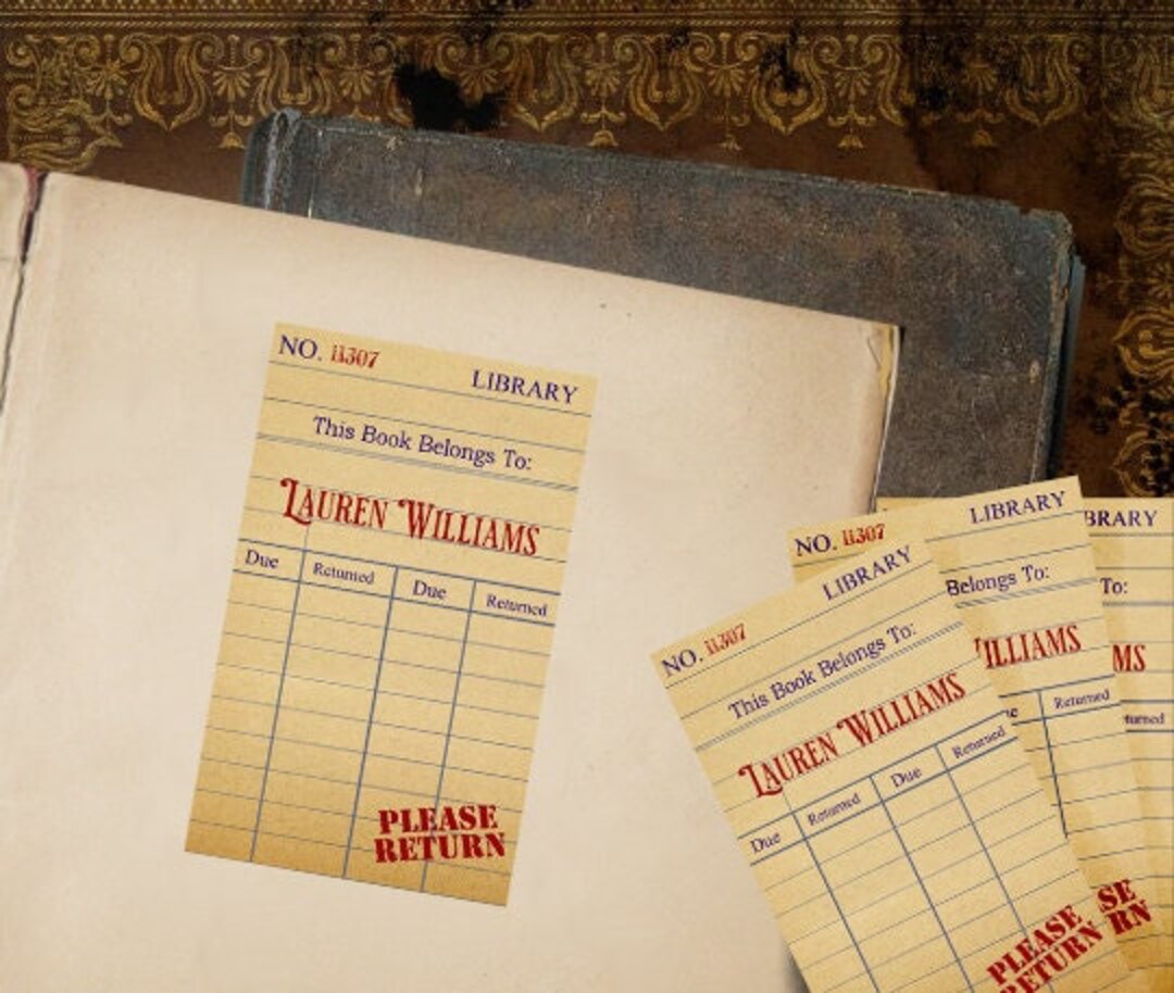 Personalized Library Book Stickers, Bookplates, Ex Libris, Vintage ...