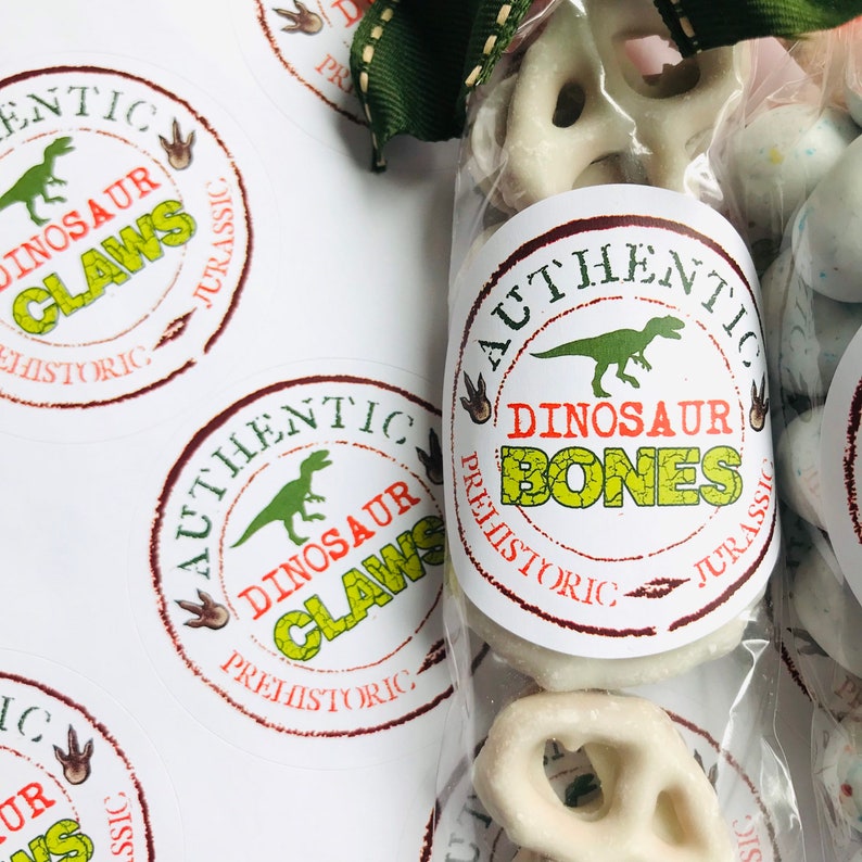 Dinosaur Bones Stickers - Dinosaur Birthday Party - Dinosaur Dig - Dino ...