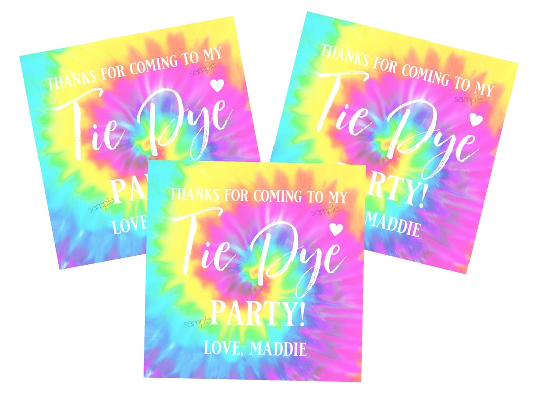Tie Dye Birthday Party Labels, Pastel Tie Dye Stickers, Tie Dye Shirt ...